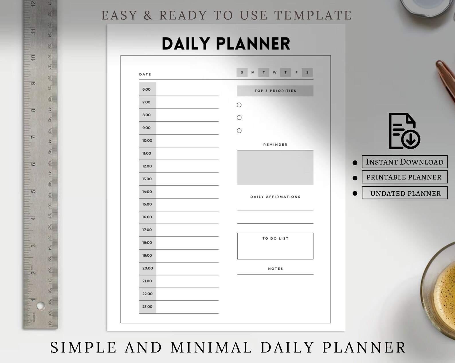 Daily Planner, Daily Schedule Template, Day Schedule Template, Daily ...