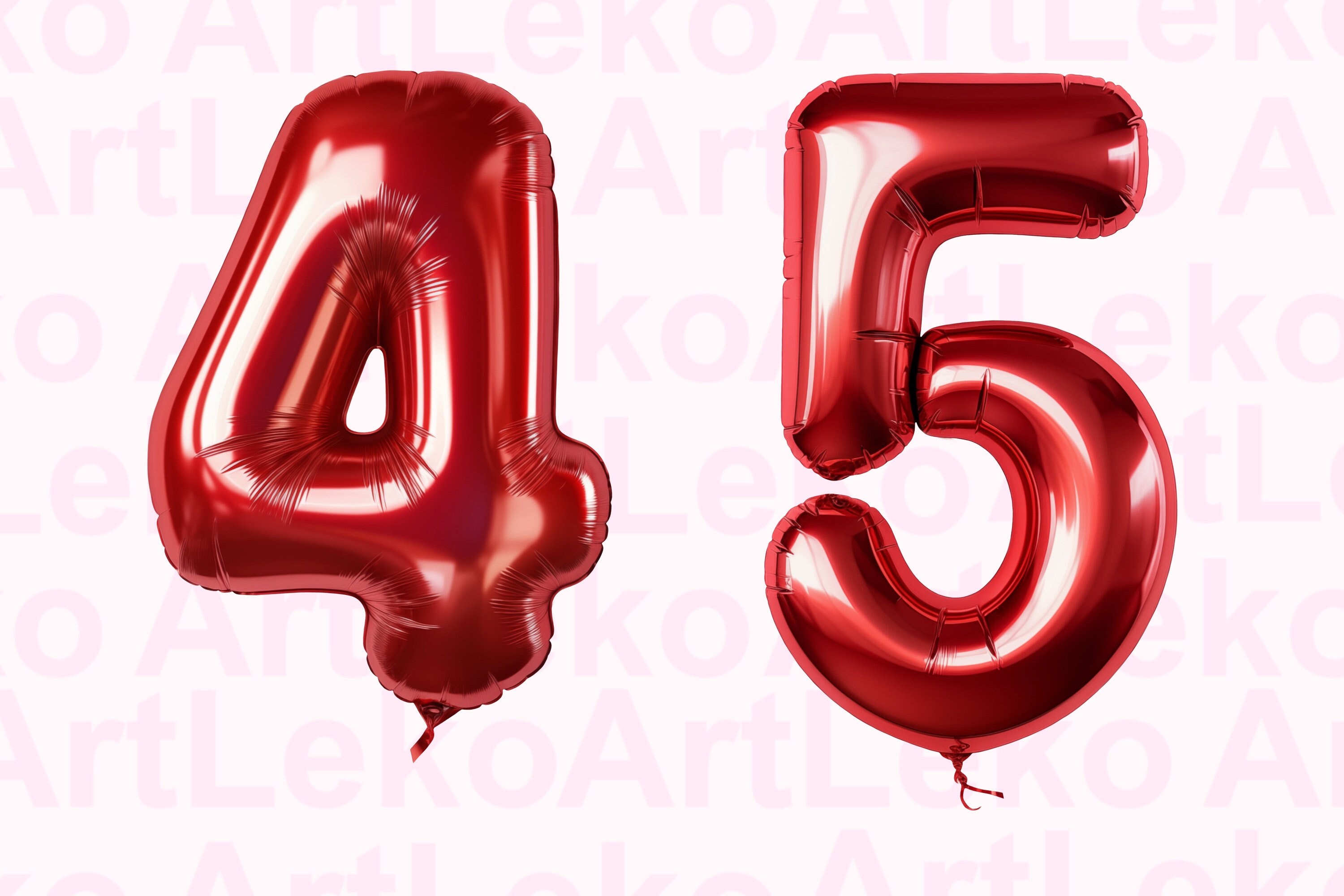 Red Balloons Numbers Clipart, Scarlet Foil Number, Red Birthdays ...