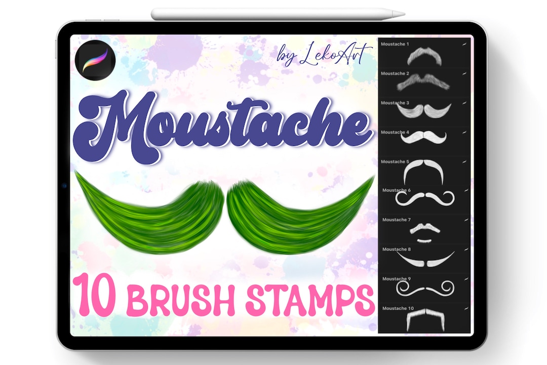 Moustache Brush Stamp Procreate, Man Moustache Brush Procreate App ...