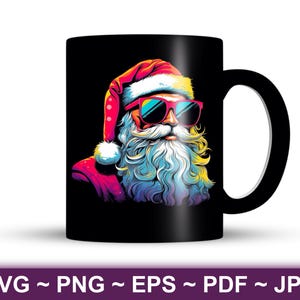 Neon Pop Art Santa Claus Print - Vibrant Christmas Wall Art, Retro ...