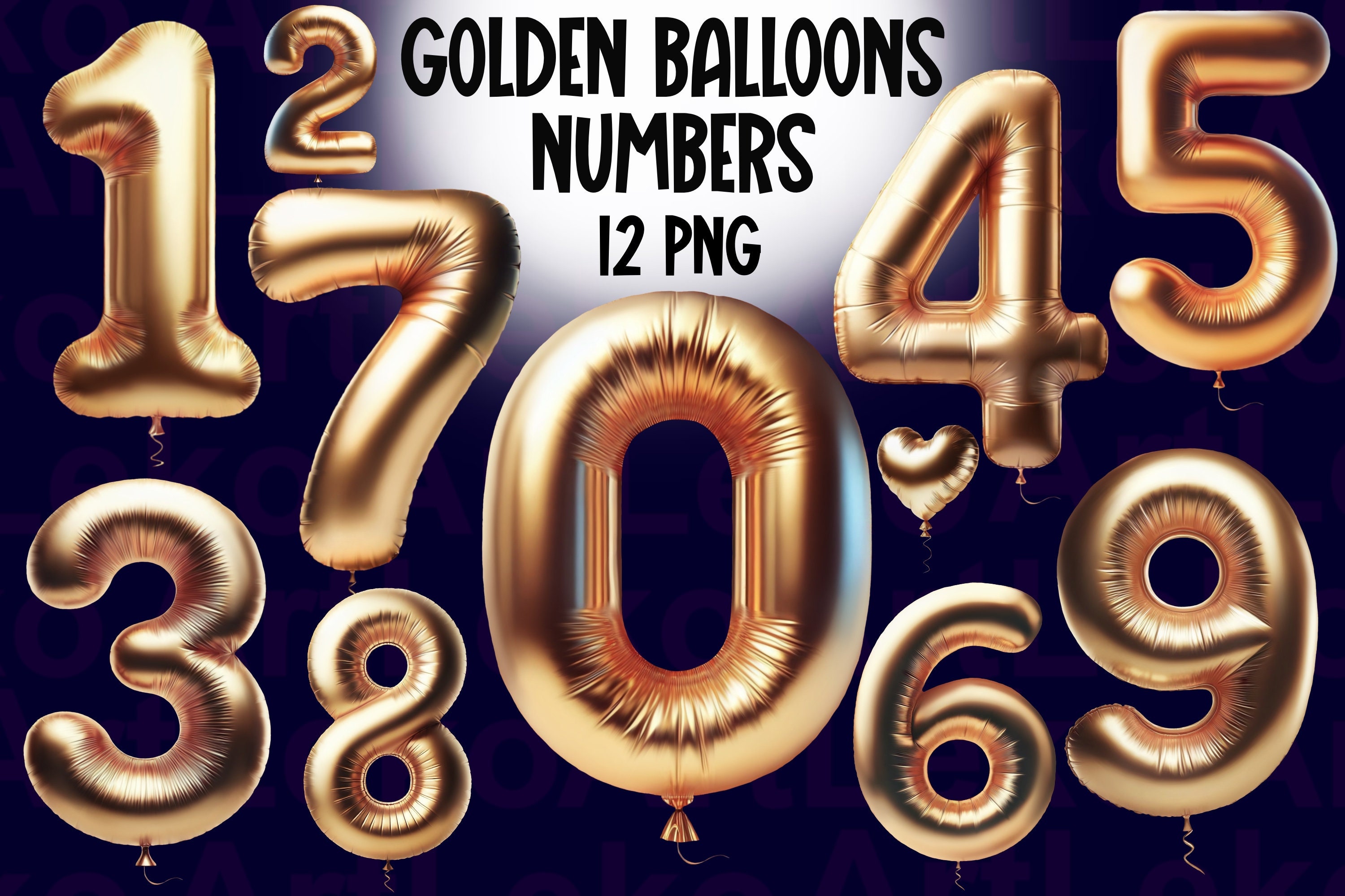 Golden Balloons Numbers Clipart, Gold Foil Number, Gold Birthdays ...