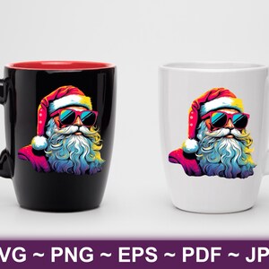 Neon Pop Art Santa Claus Print - Vibrant Christmas Wall Art, Retro ...
