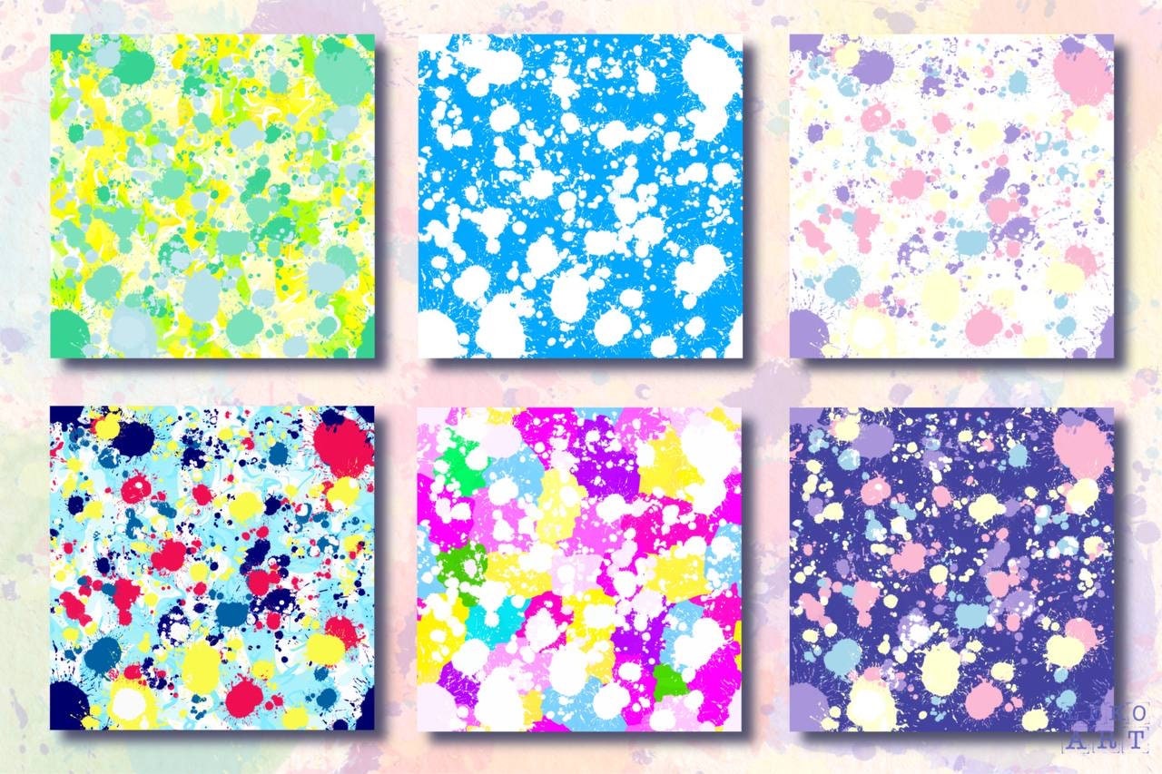 Paint Blots Seamless Patterns, Watercolor Spots Patterns, Watercolor ...