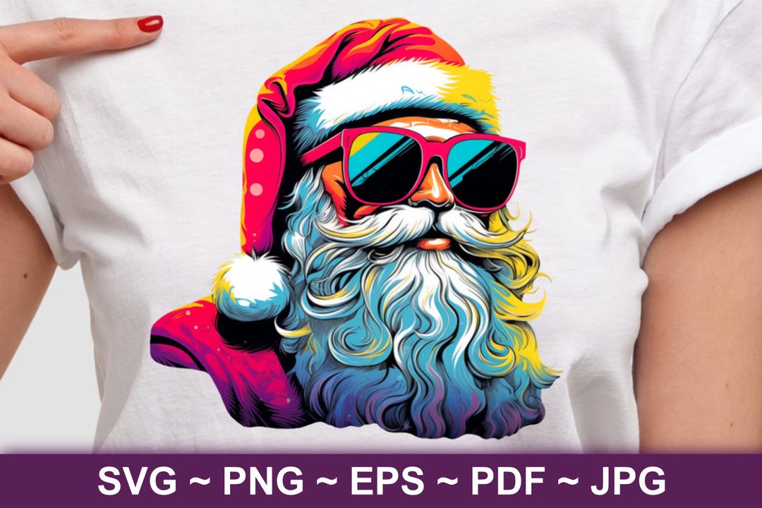 Neon Pop Art Santa Claus Print Vibrant Christmas Wall Art, Retro ...