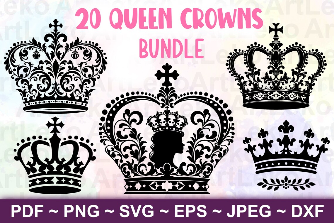 Queen Crown SVG Bundle, Crown Svg, Tiara Svg, Queen Tiara Svg, Princess ...