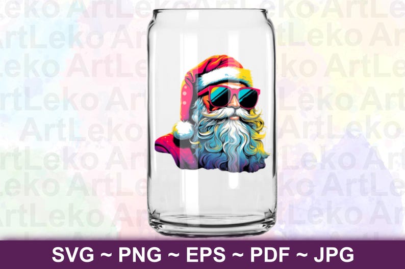 Neon Pop Art Santa Claus Print - Vibrant Christmas Wall Art, Retro ...