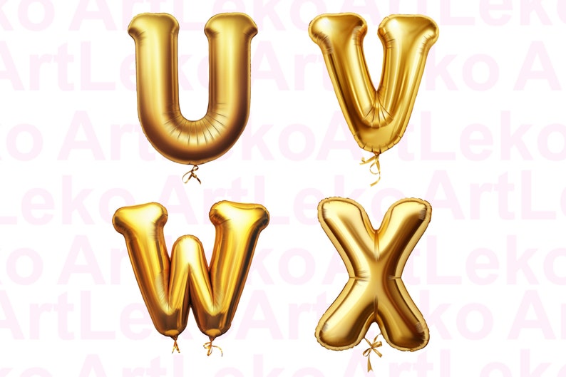 Gold Balloons Alphabet Clipart, Golden Foil Letters, Gold Birthdays ...