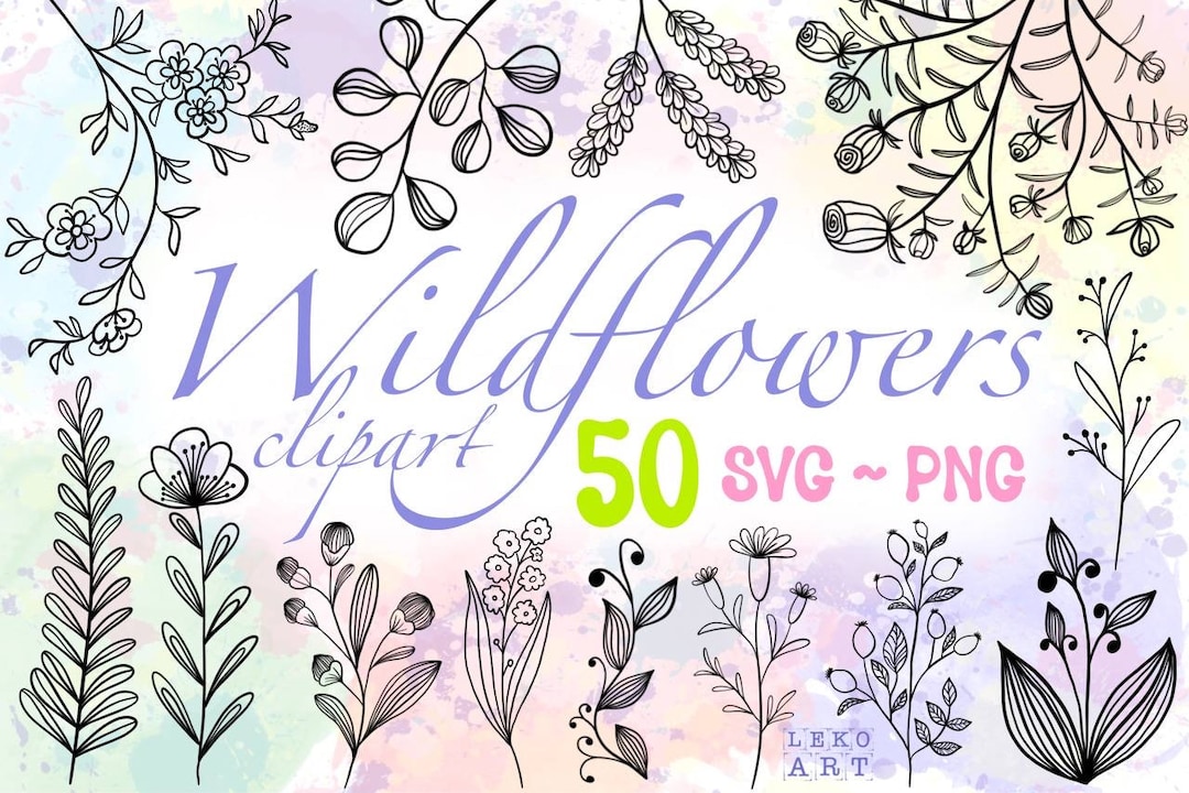 Flowers SVG Doodle, Wildflowers SVG, Floral Doodles Svg, Cut File ...