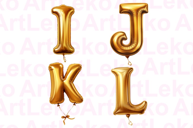 Gold Balloons Alphabet Clipart, Golden Foil Letters, Gold Birthdays ...