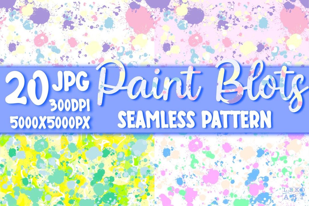Paint Blots Seamless Patterns, Watercolor Spots Patterns, Watercolor ...