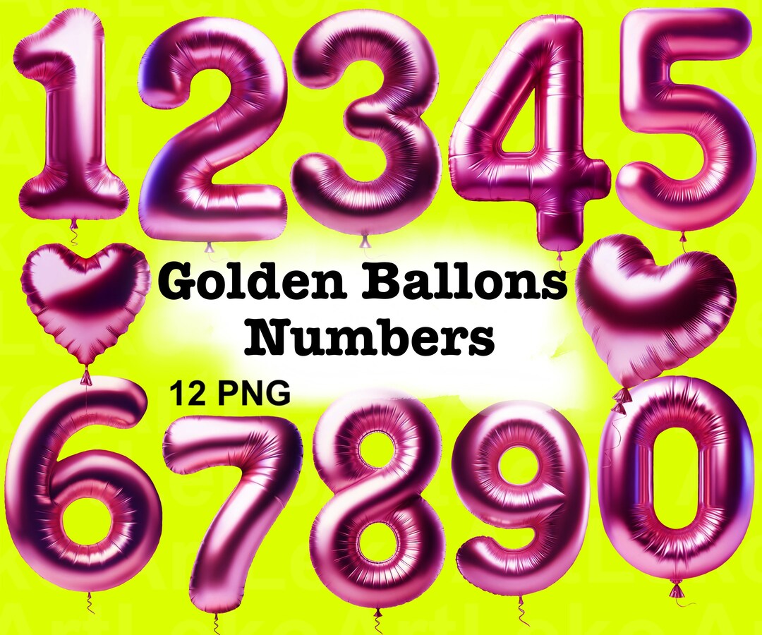 Rose Gold Ballons Numbers Clipart, Rose Gold Foil Number, Rose Gold ...