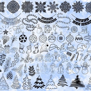 Christmas SVG Bundle, Christmas Doodles Svg Clipart, Winter Elements ...
