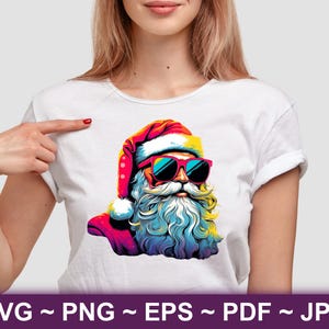 Neon Pop Art Santa Claus Print - Vibrant Christmas Wall Art, Retro ...
