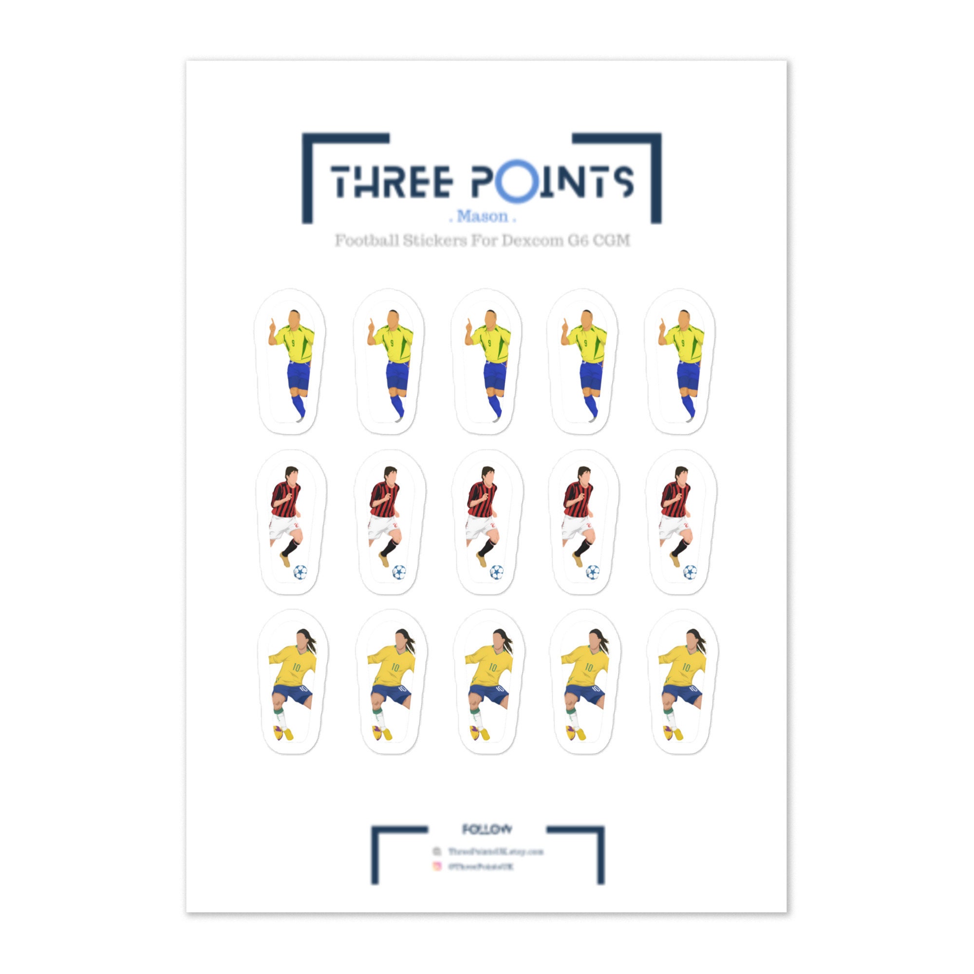 Brazil, Ronaldo, Kaka, Ronaldinho - Football Stickers for Dexcom G6 - Etsy