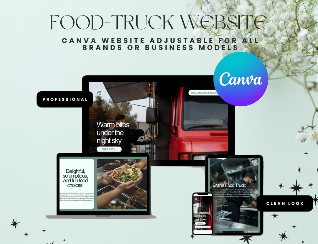 Food Truck Editable Canva Website Template for Restaurants, Cafes, Food ...