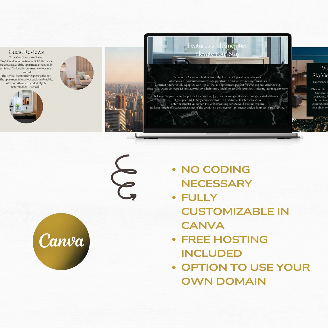 Sleek and Modern Luxury Property Canva Website Template Professional ...