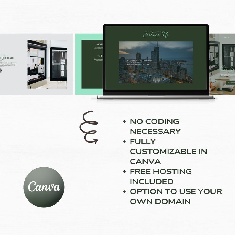 Dark Green Modern Web Design Portfolio Canva Website Template ...