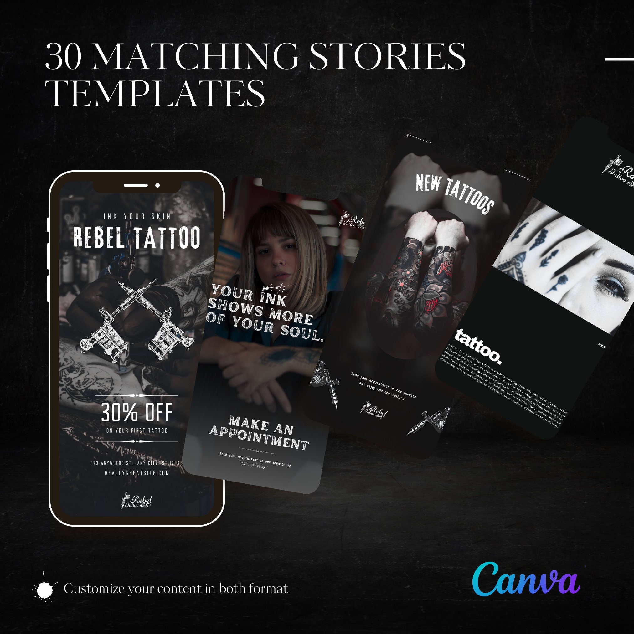 Professional Tattoo Artist Instagram Template - Etsy