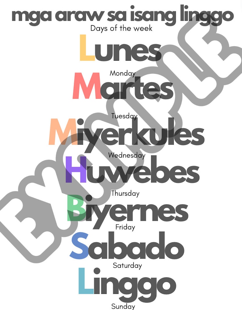 Tagalog- Filipino Language, Colours, Shapes, Days of the Week, Seasons ...