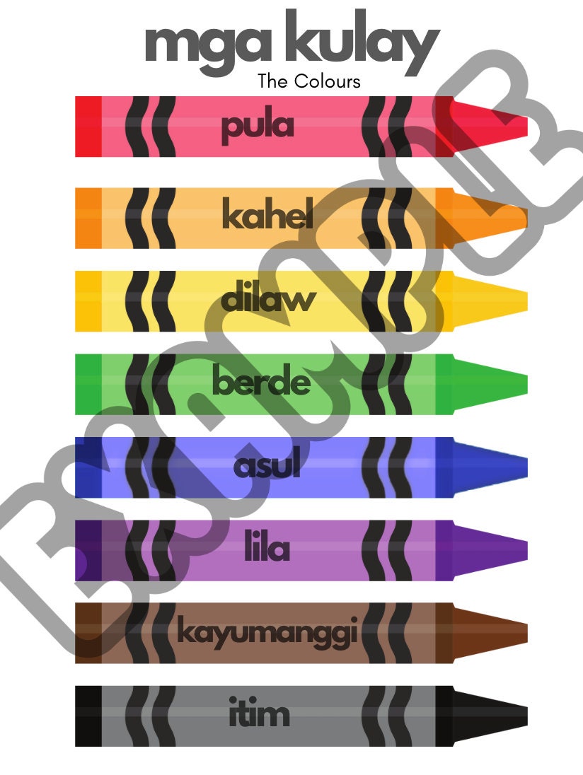 Tagalog Filipino Language, Colours, Shapes, Days of the Week, Seasons ...