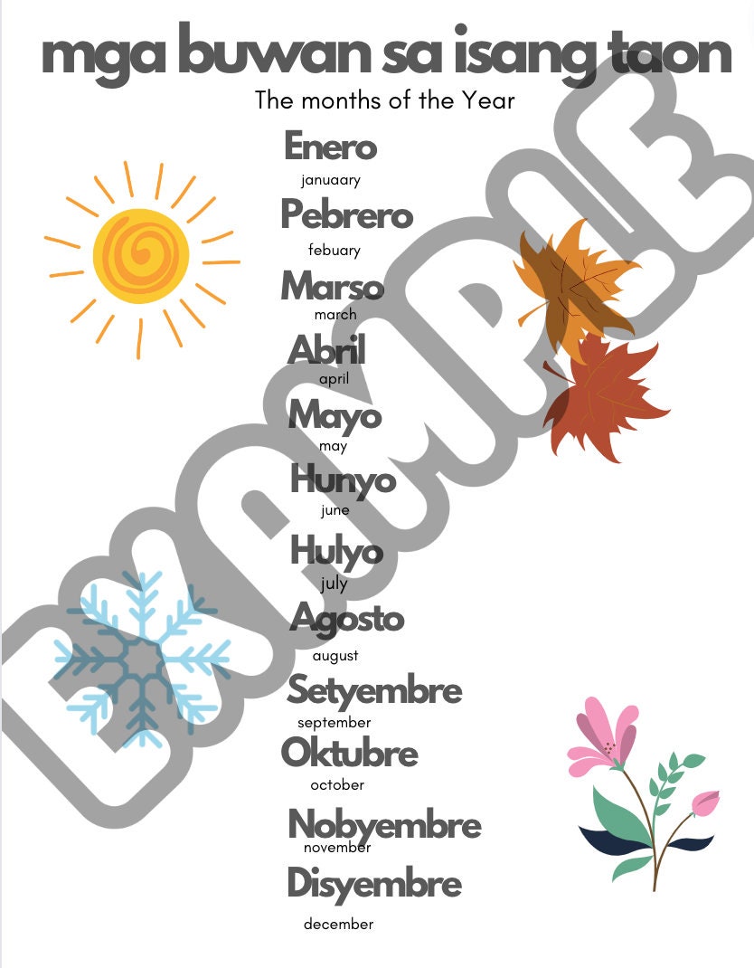 Tagalog Filipino Language, Colours, Shapes, Days of the Week, Seasons ...