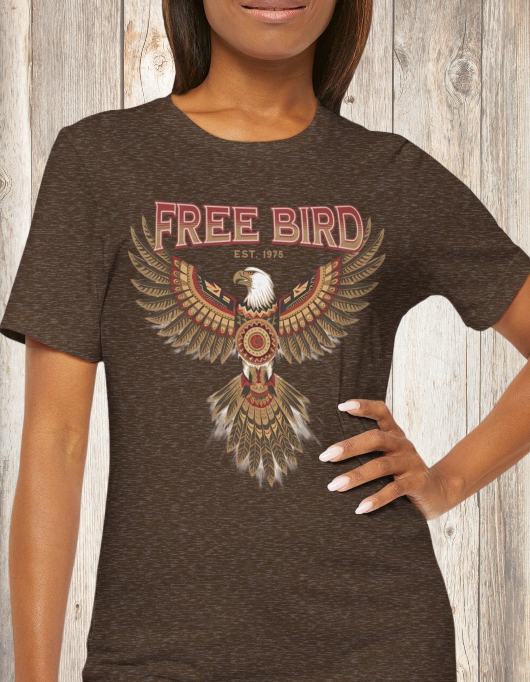 Freebird Short Sleeve Boho Tshirt Free Bird Tee Vintage Eagle Top Retro ...