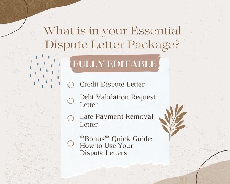 Credit Dispute Letter Template Kit DIY Credit Repair Editable PDF ...