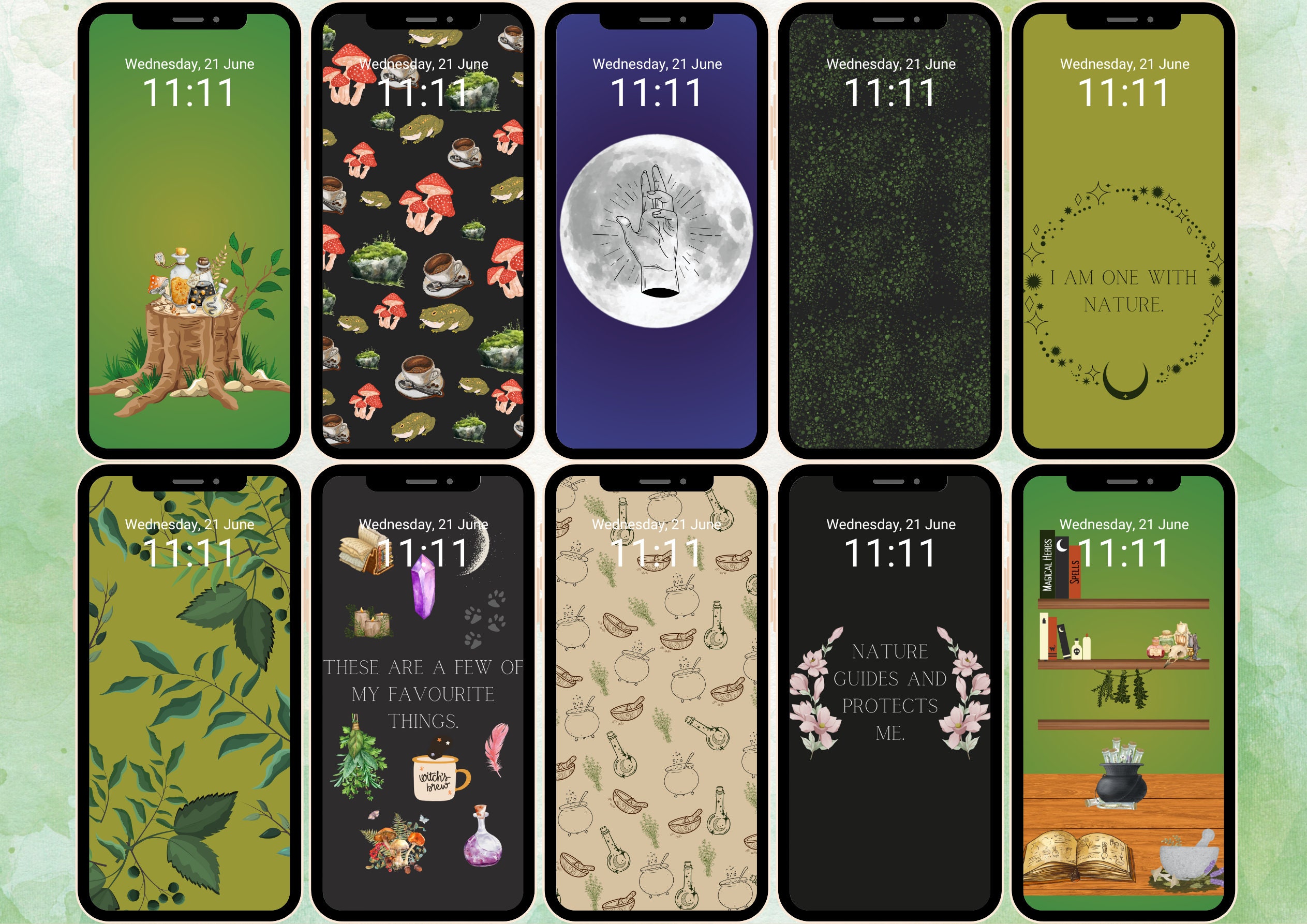Green Witch Wallpaper for Your Phone, Herbal Magic With a Witch ...