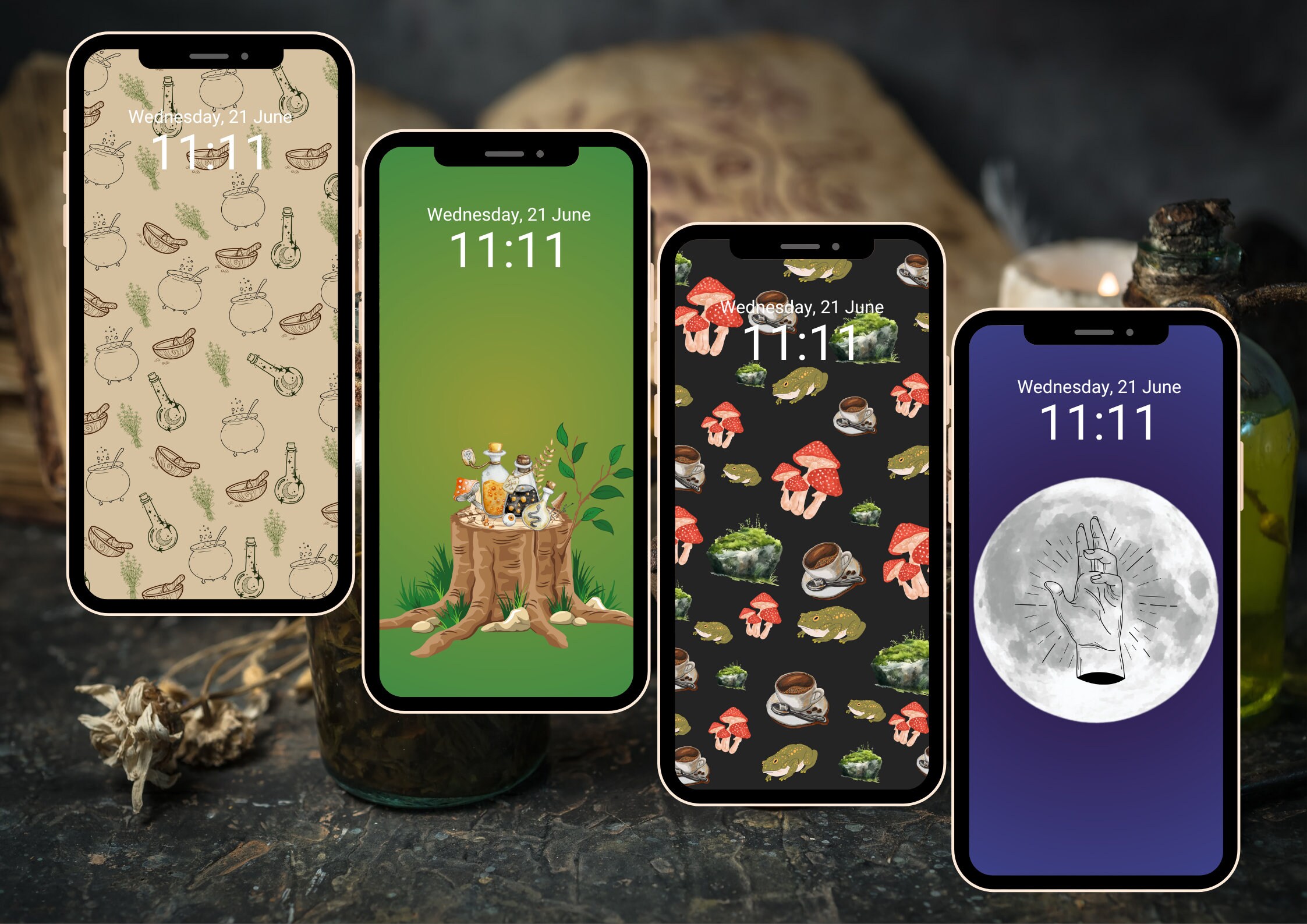 Green Witch Wallpaper for Your Phone, Herbal Magic With a Witch ...