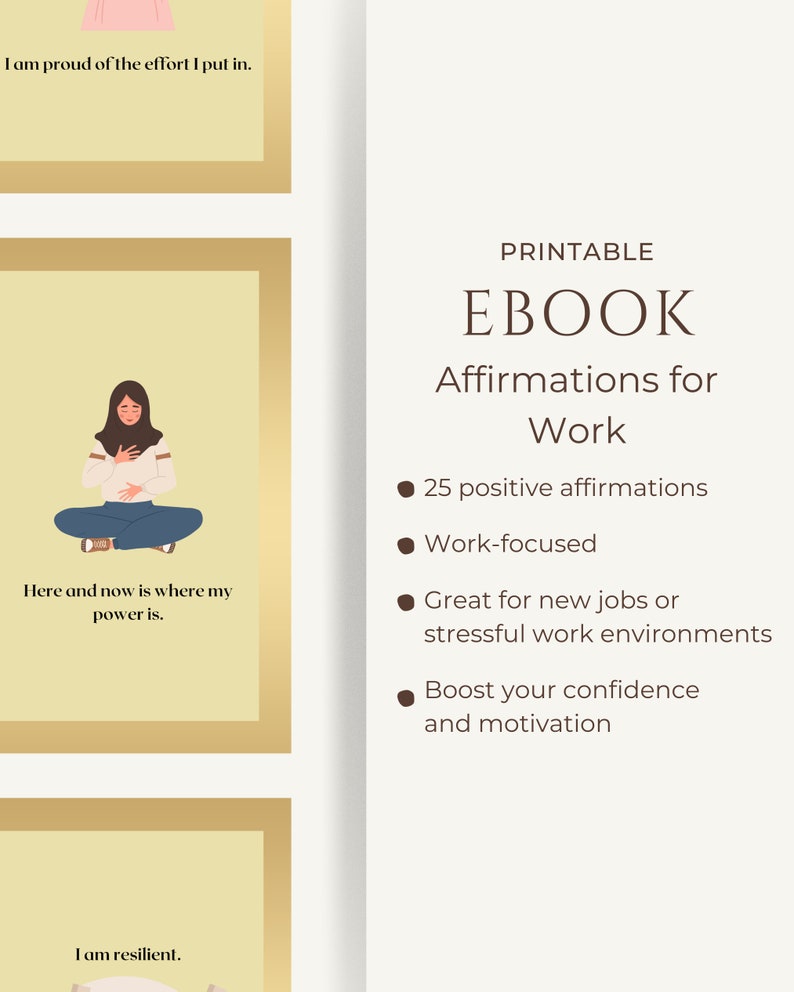 Little Book of Affirmations for Work printable, Positive Affirmation ...