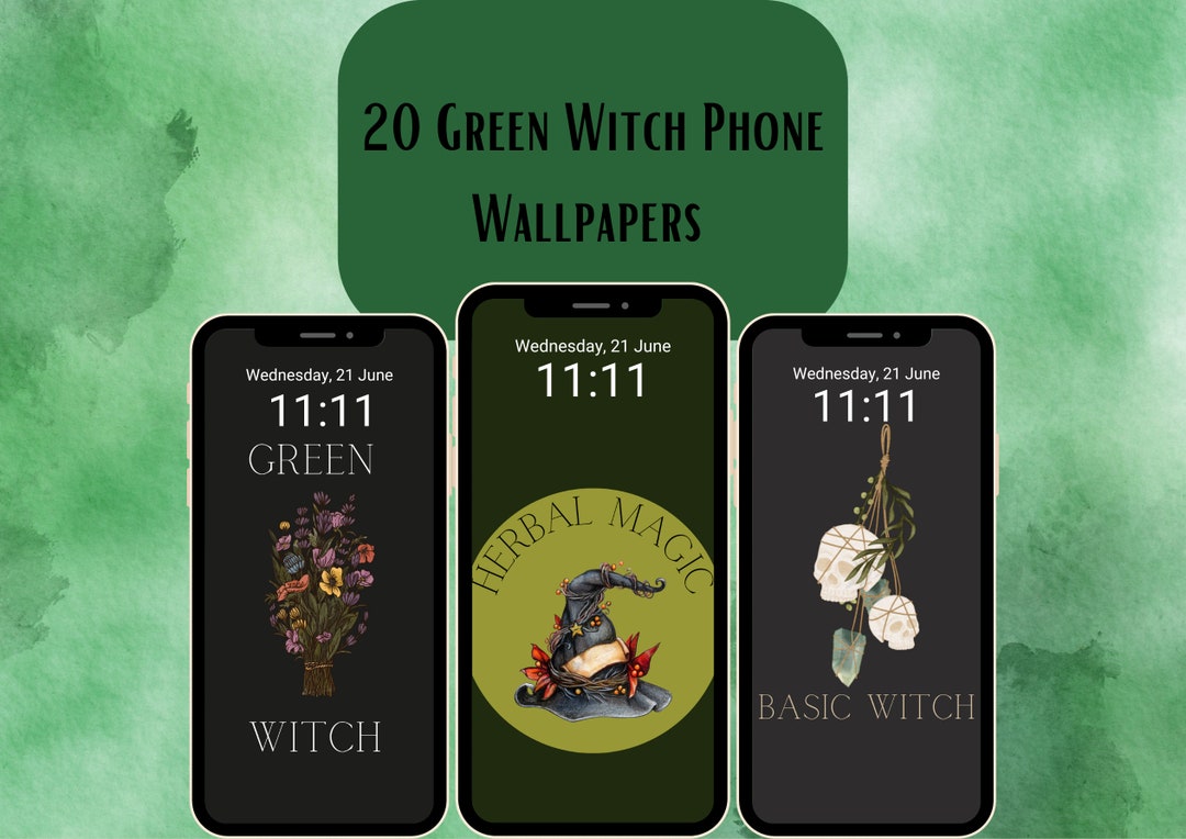 Green Witch Wallpaper for Your Phone, Herbal Magic With a Witch ...