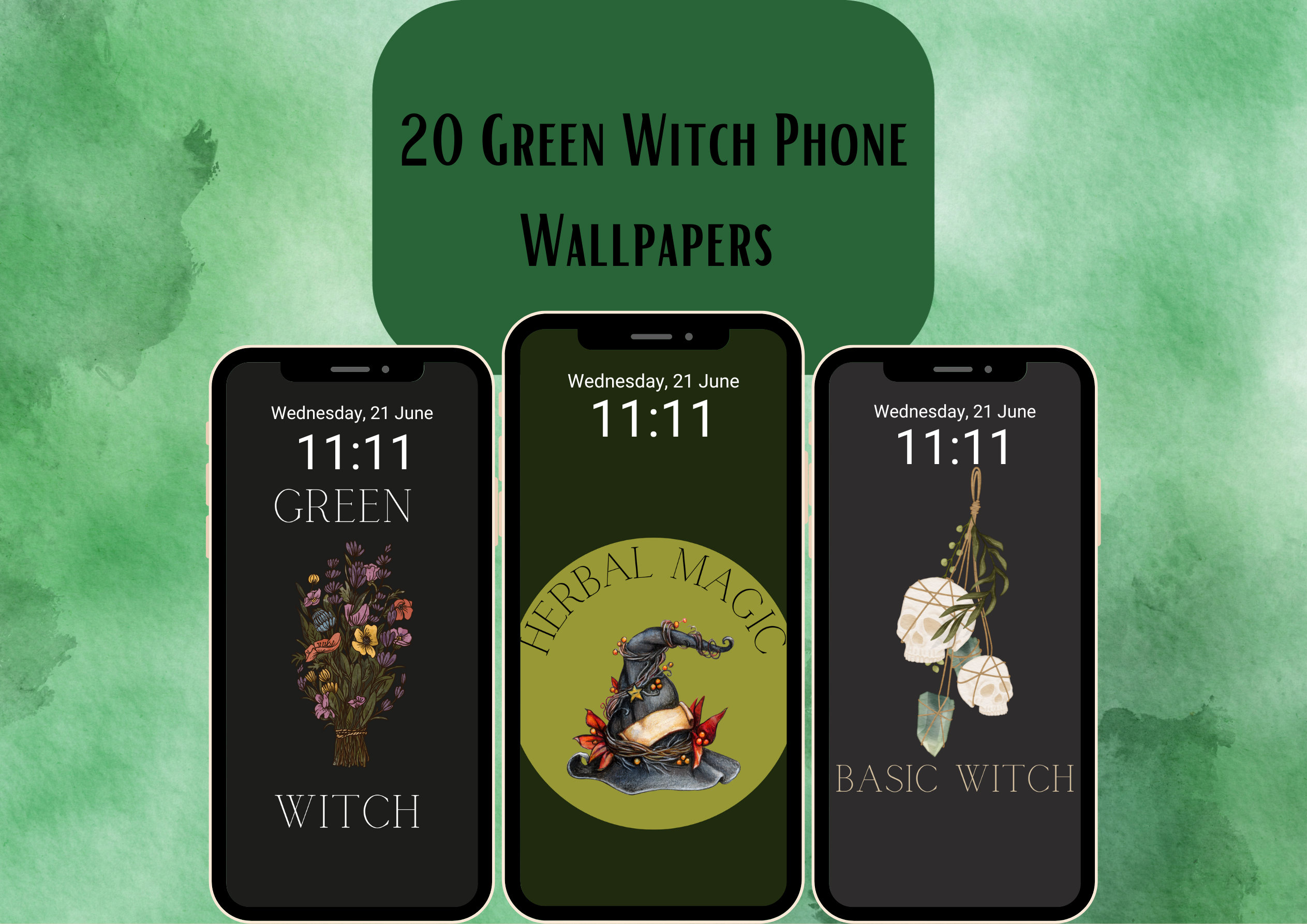 Green Witch Wallpaper for Your Phone, Herbal Magic With a Witch ...
