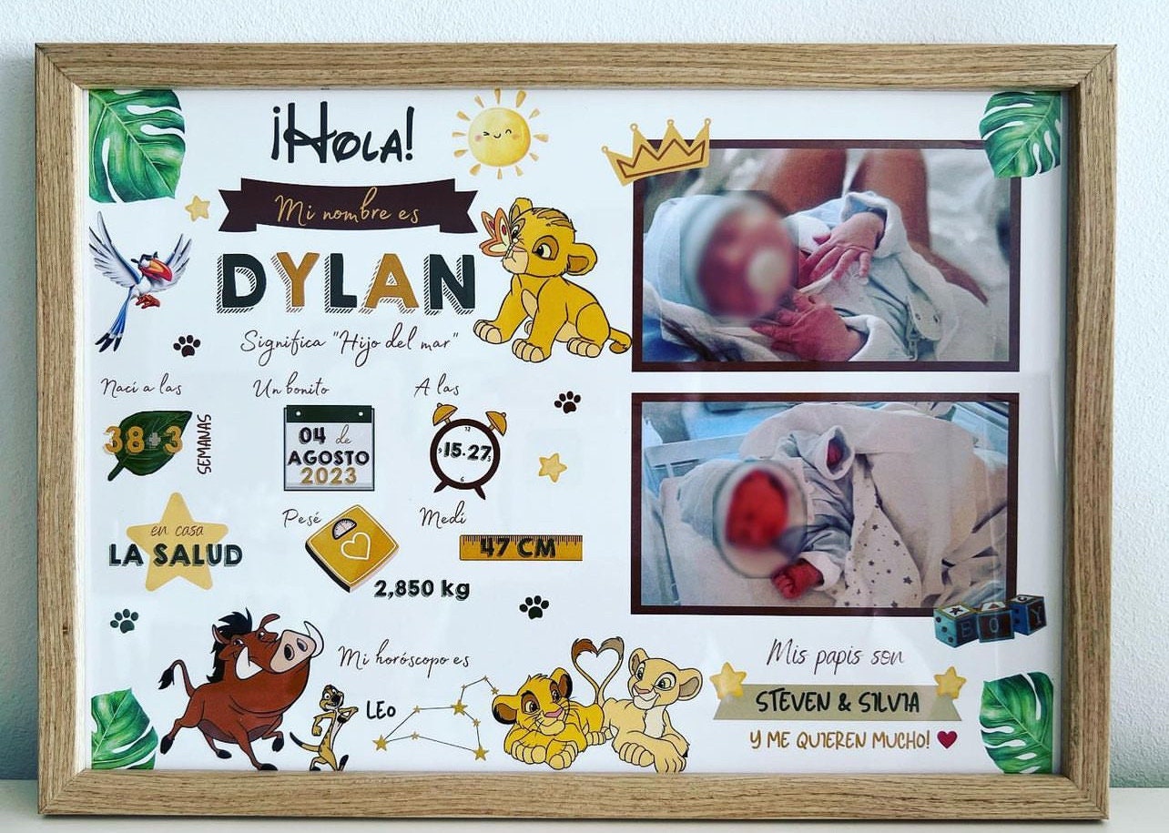 Lion King Simba Birth Baby Announcement Personalised Digital Baby Gift ...