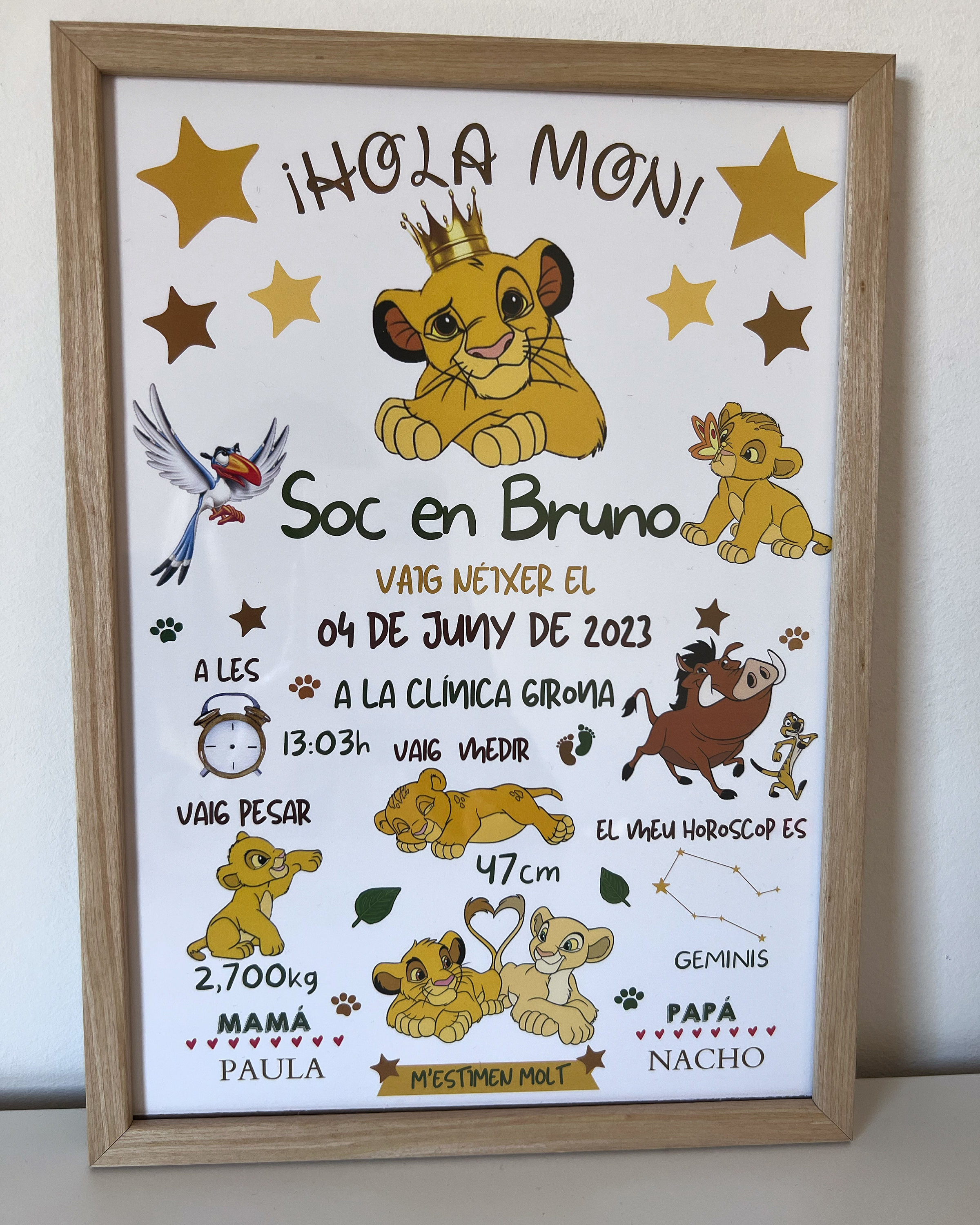 Lion King Simba Birth Baby Announcement Personalised Digital Baby Gift ...