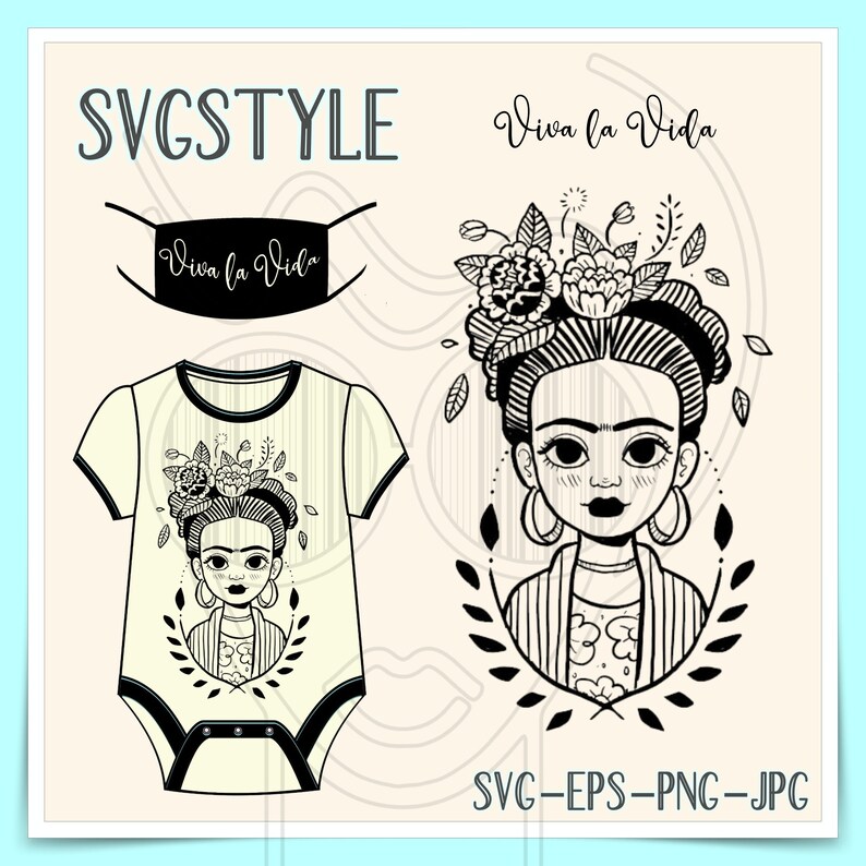 Frida niña Vector Fondo Diseño jpg-png-eps-svg. - Etsy México