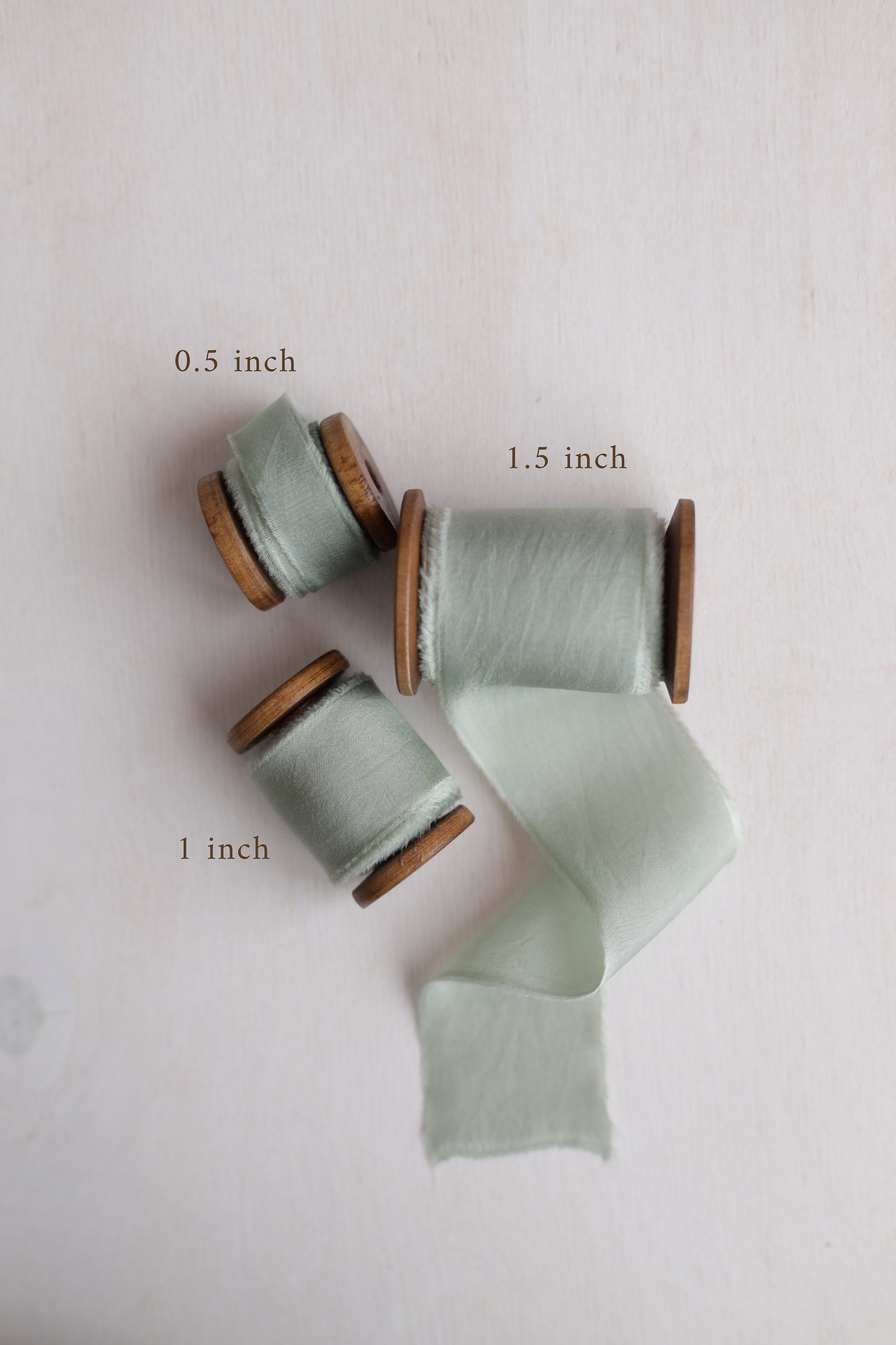 Silk Ribbon, 6 Yards, Sage Green Silk Ribbons on Wood Spool, Hand Dyed ...