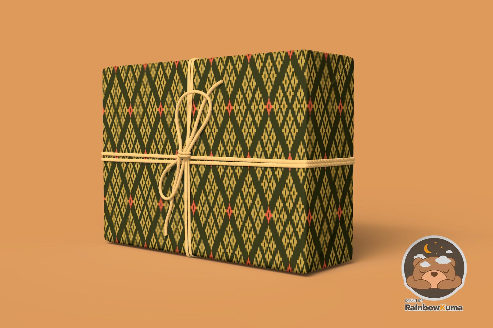 Seamless Traditional Ikat Pattern With Yellow and Red Geometric Motifs ...