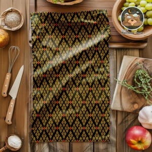 Seamless Traditional Ikat Pattern With Yellow and Red Geometric Motifs ...