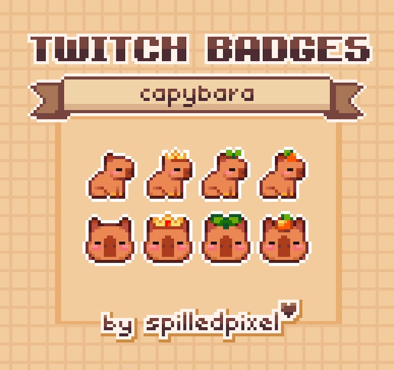 Capybara | Sub Badges for Twitch | Premade Streaming Assets | Cute ...
