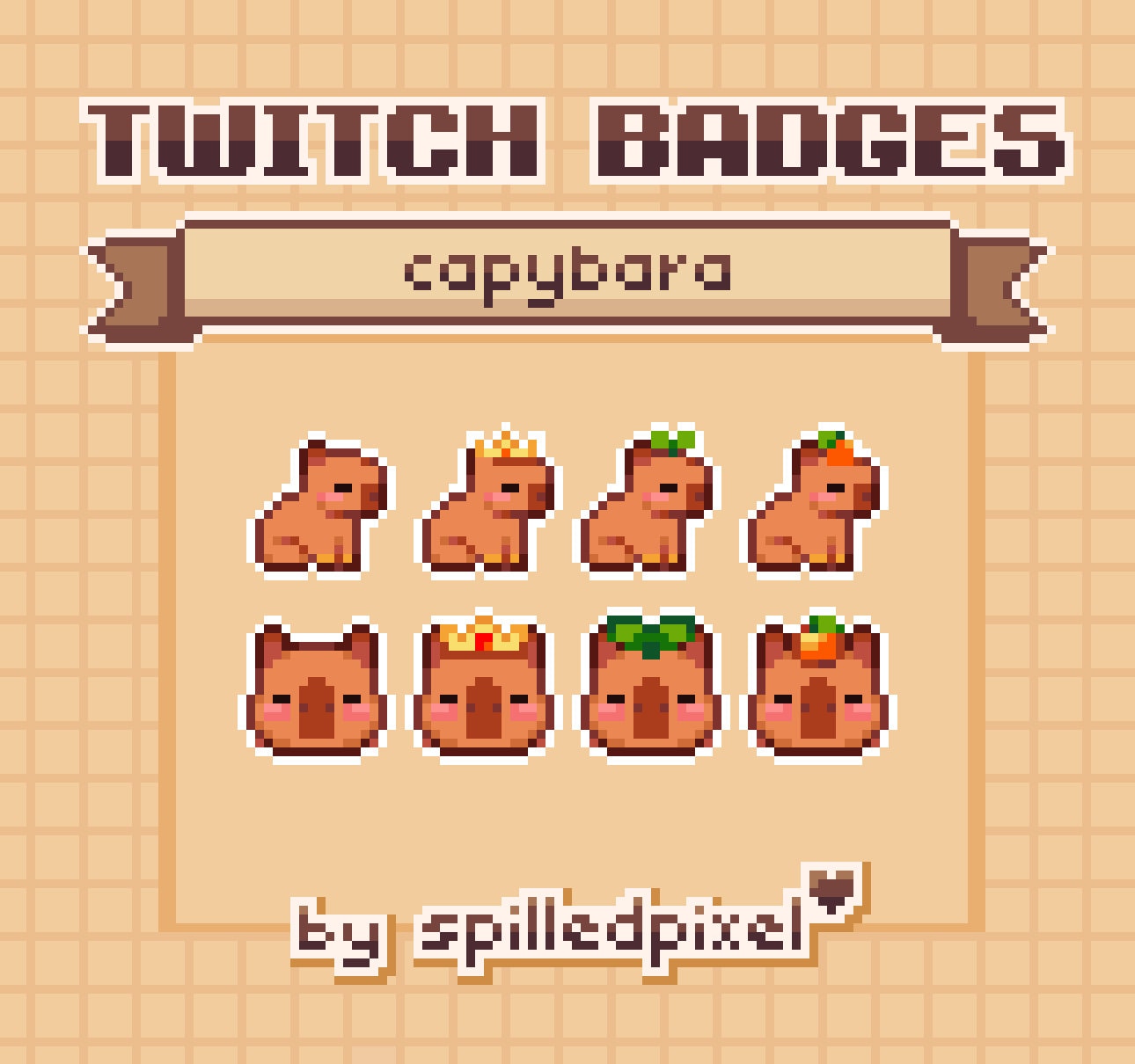 Capybara | Sub Badges for Twitch | Premade Streaming Assets | Cute ...