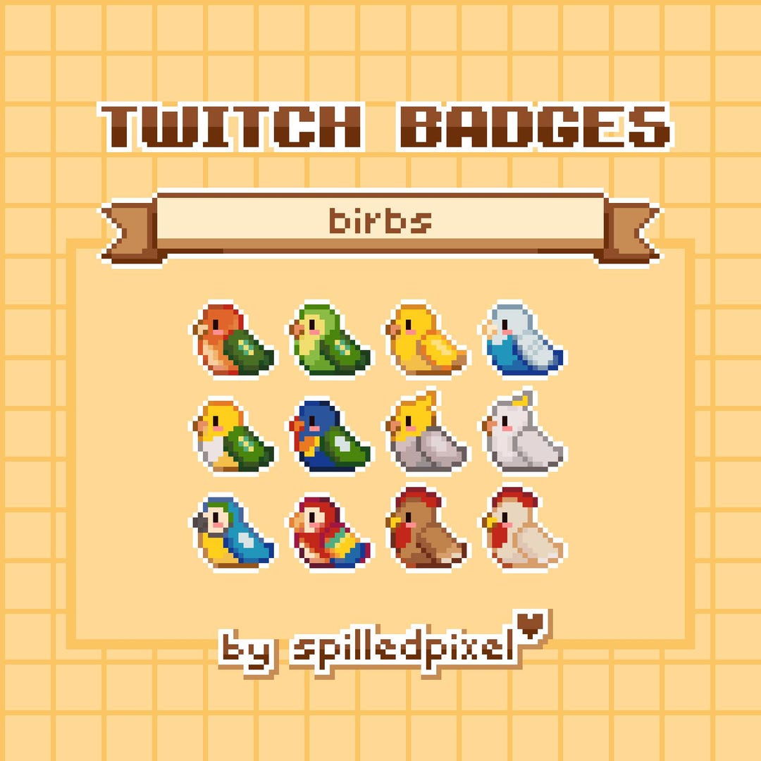 Birds | Sub Badges for Twitch | Premade Streaming Assets | Cute ...
