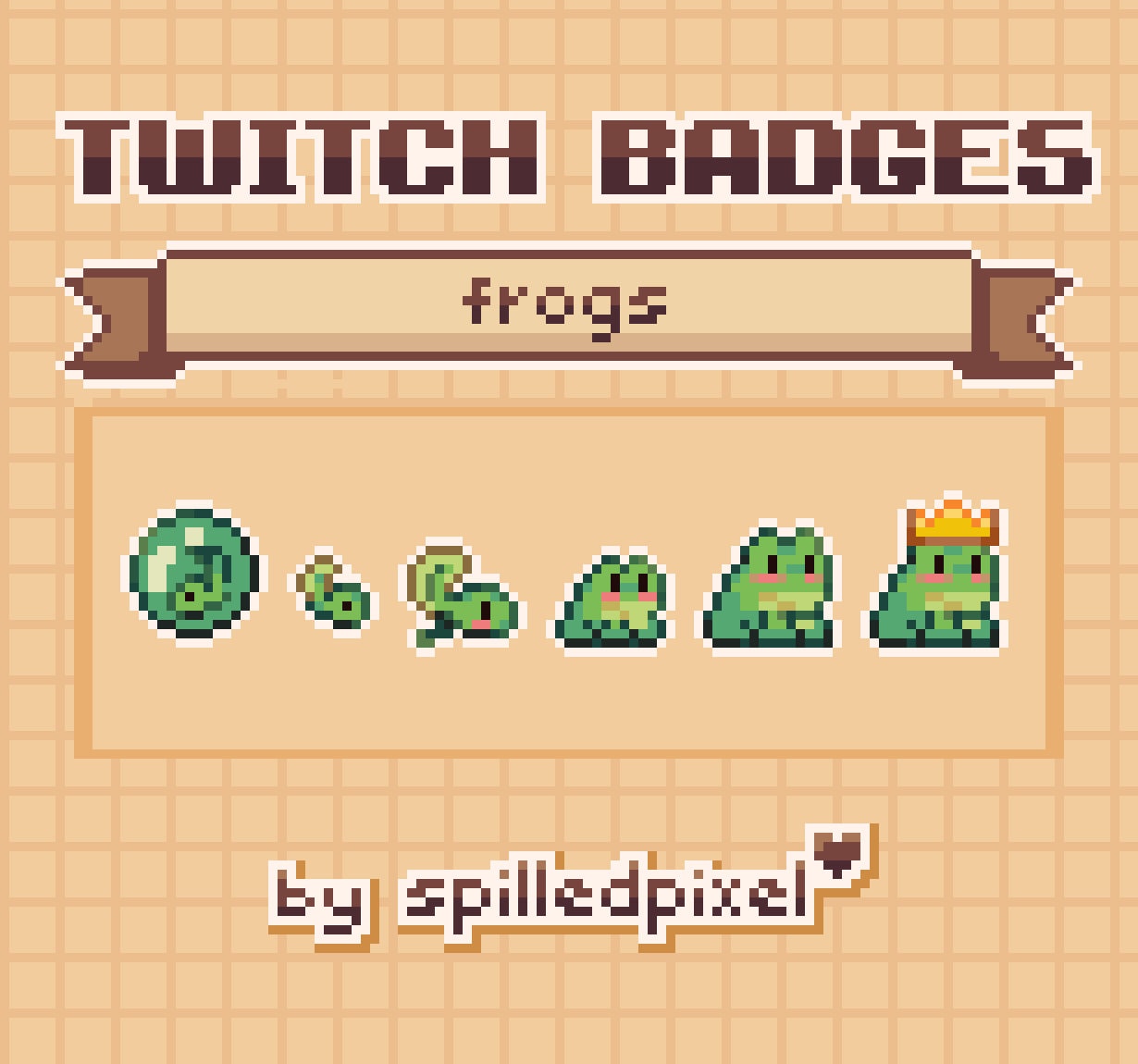 Frogs Sub Badges for Twitch Premade Streaming Assets Cute Pixelart - Etsy
