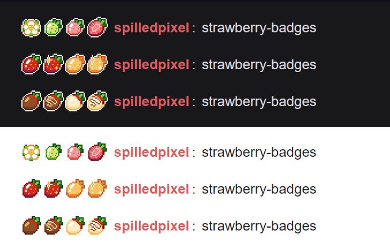 Strawberry | Sub Badges for Twitch | Premade Streaming Assets | Cute Pixelart | - Etsy