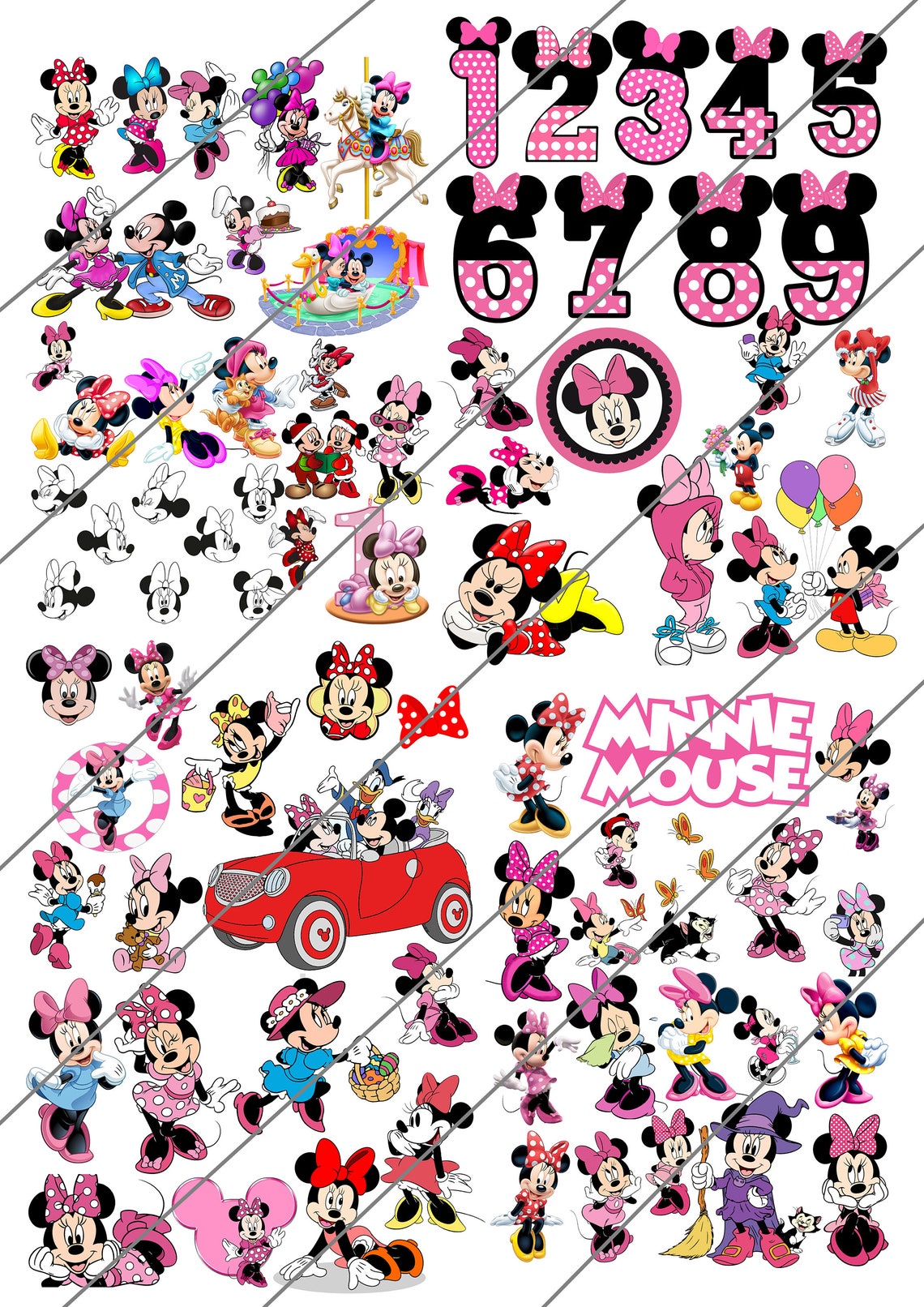 Minnie Mouse BIG Bundle SVG and PNG Clipart | Cute Printable for Minnie ...