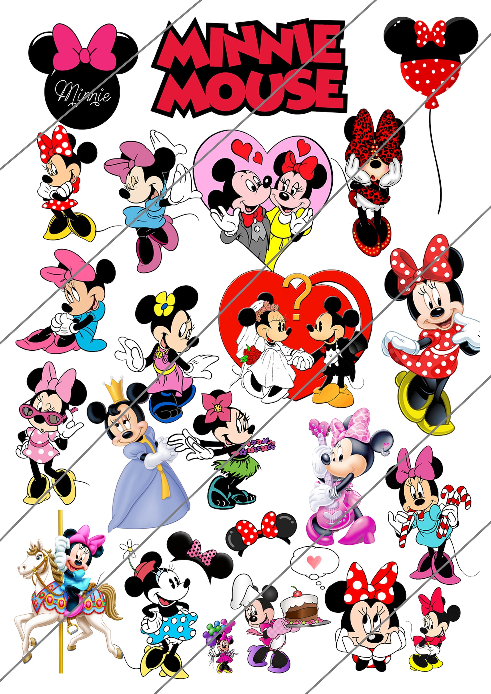 Minnie Mouse BIG Bundle SVG and PNG Clipart | Cute Printable for Minnie ...