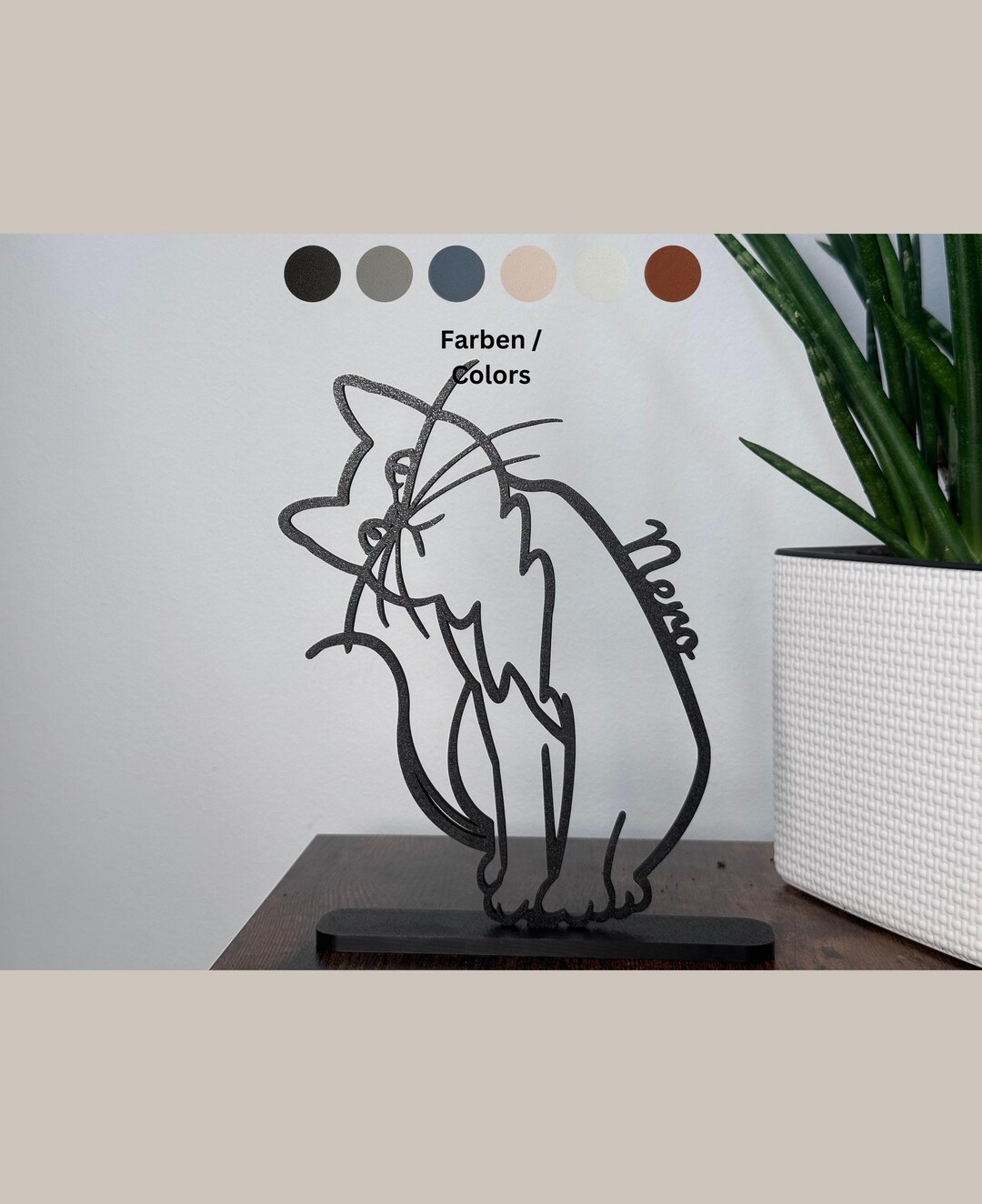 Cute Cat in Line Art - Personalized and Available in Different Sizes ...