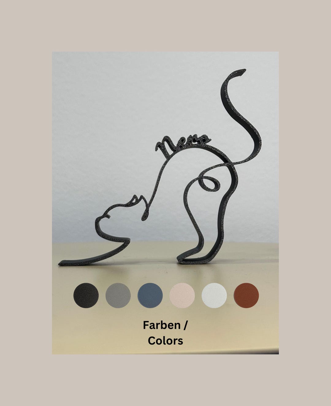 Cat in Line Art as Minimalistic Cat Statue: Personalized Stretching ...