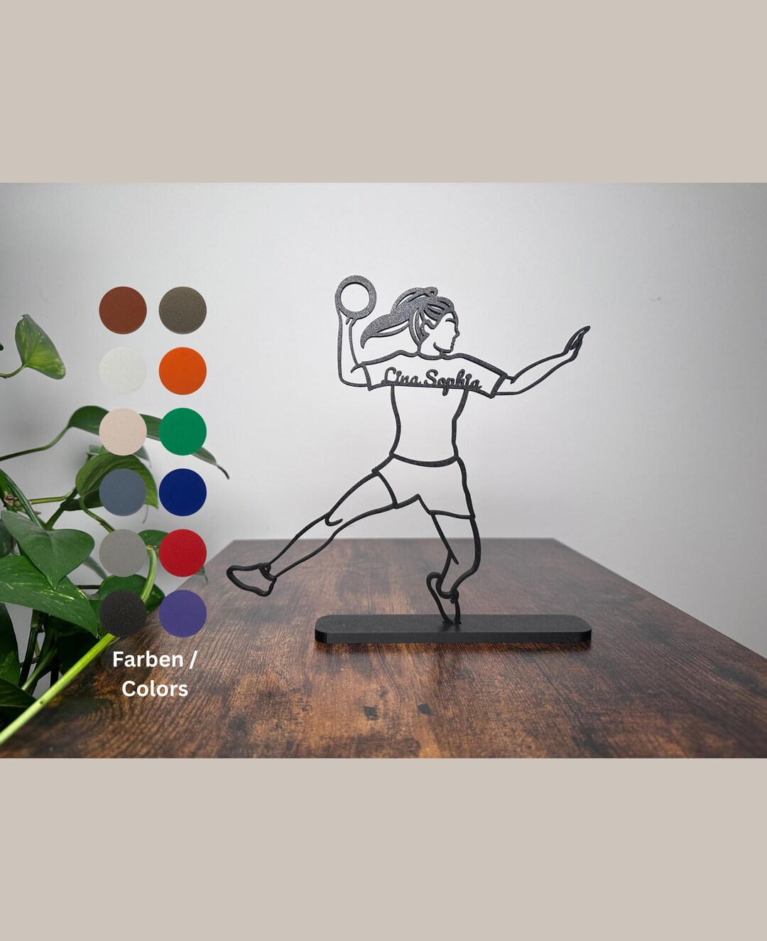 Female Handball Player Personalized as a Line Art Statue - the Perfect ...