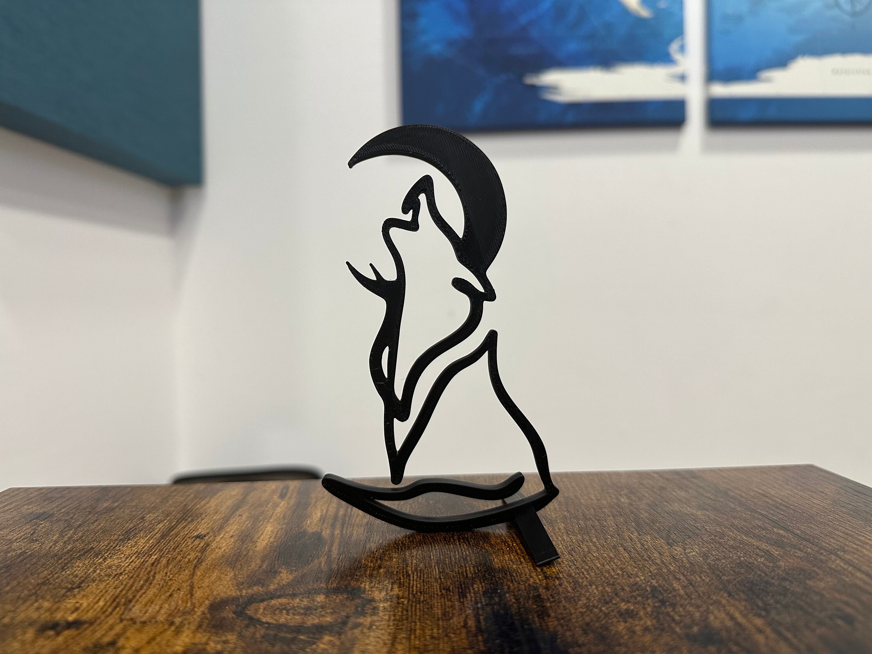 Howling Wolf Line Art Minimalist Art Wolf Sculpture Wolf and Moon Wolf ...