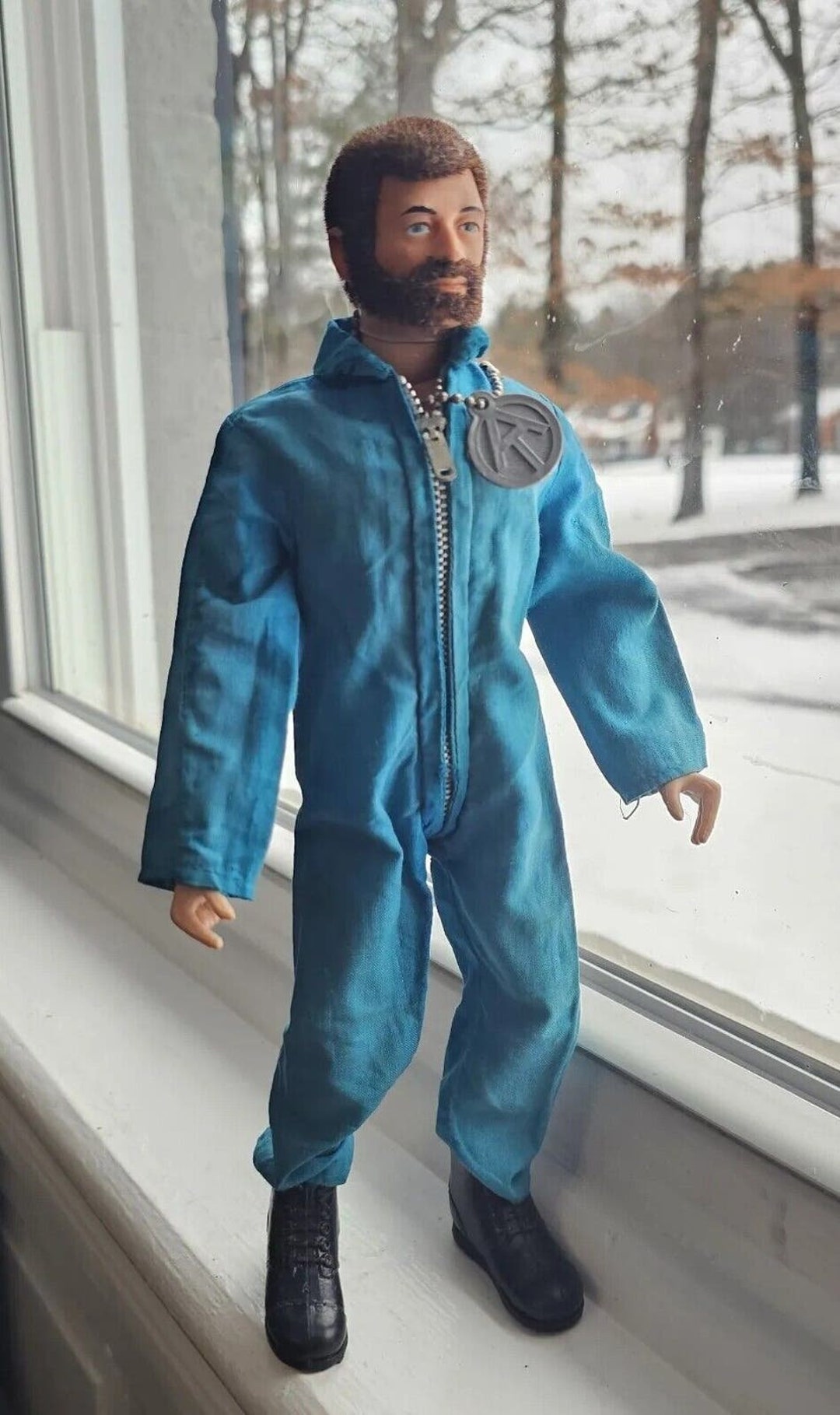 1964 1970 Vintage GI Joe Brown Flocked Hair Beard Scar Jumpsuit Combat ...